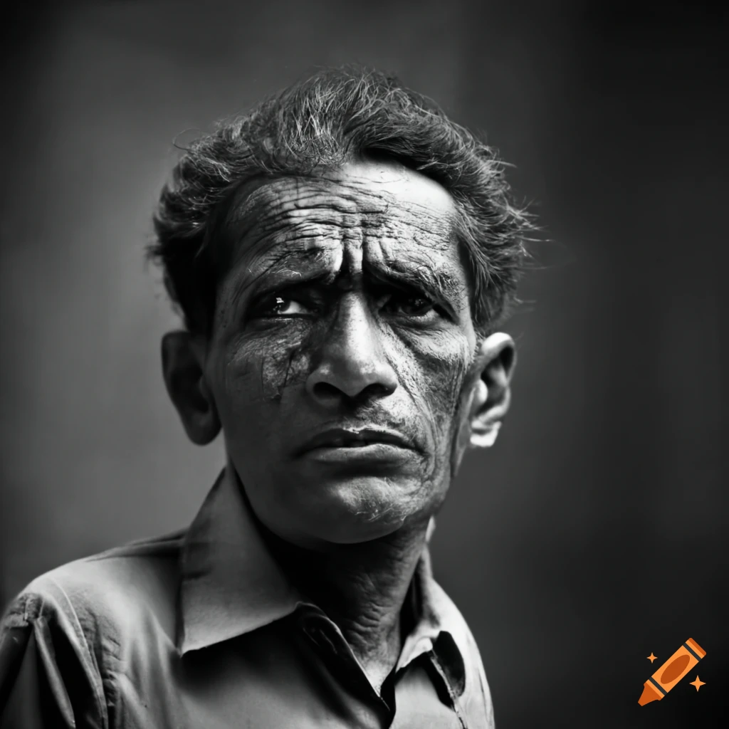 Black & White photograph portrait of sad but determined Pakistani ...