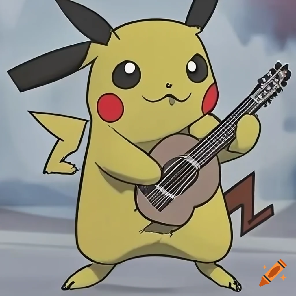 Pikachu playing guitar