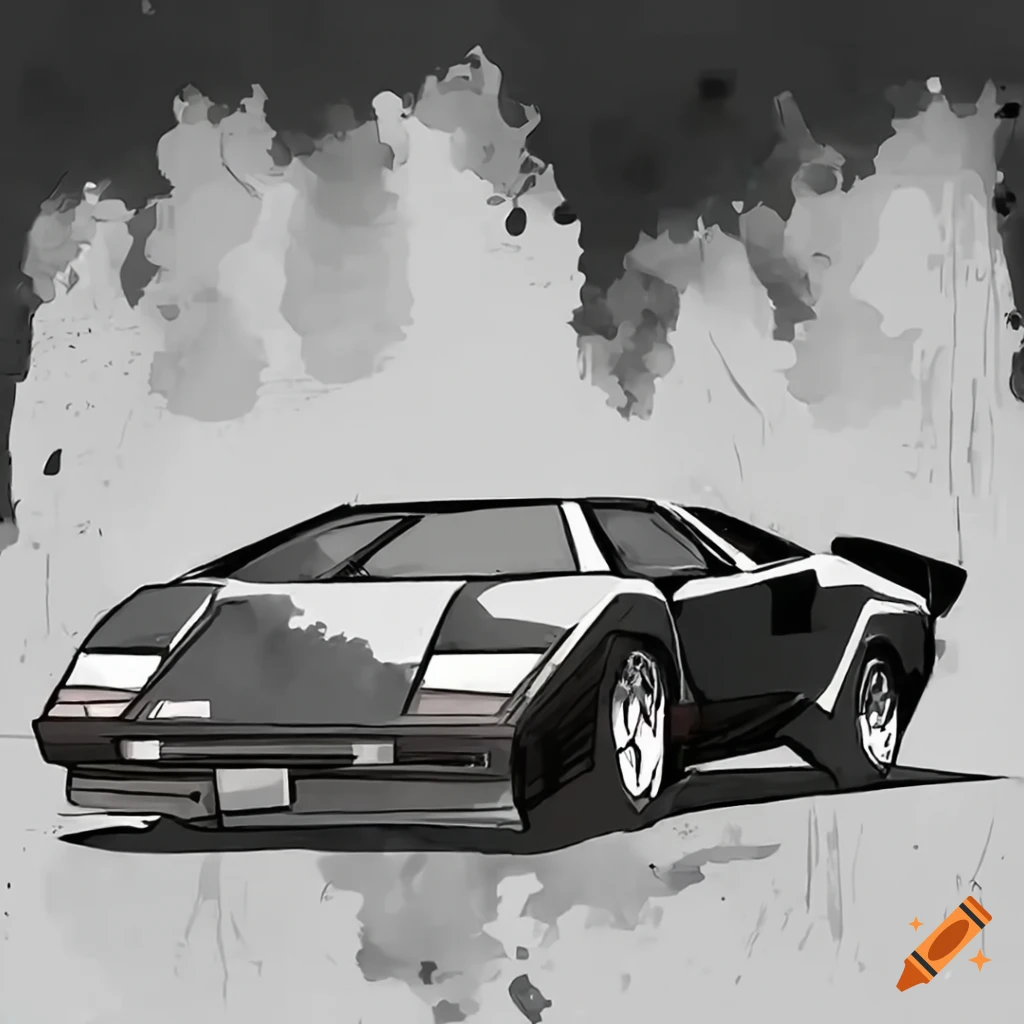 Anime initial d style scene lamborghini countach