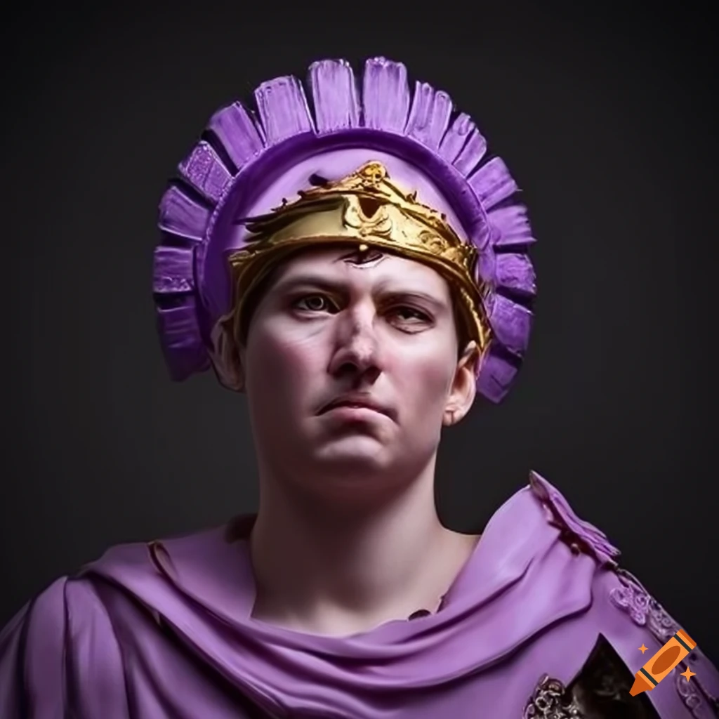 Roman Emperor Sitting On Throne In Purple And Gold, 53% OFF