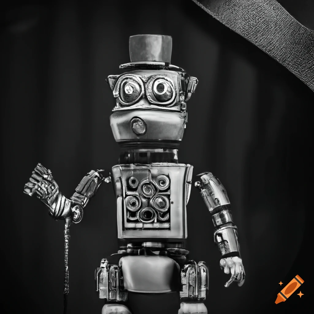 Bear robot with top hat and bow tie on Craiyon
