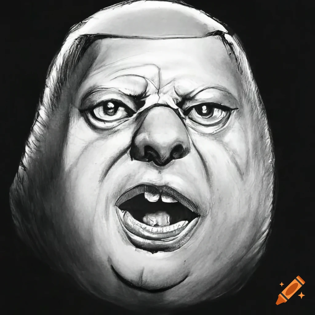 Peter griffin's head: cartoonish ink drawing with comically large nose