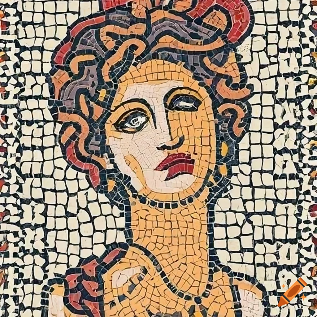 Simple vector mosaic depicting the roman goddess of health, hygieia on ...