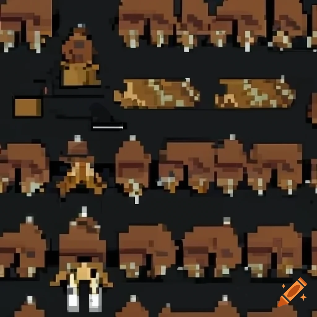 Scarecrow,pixel style,idle,sprite ,speard sheet on Craiyon