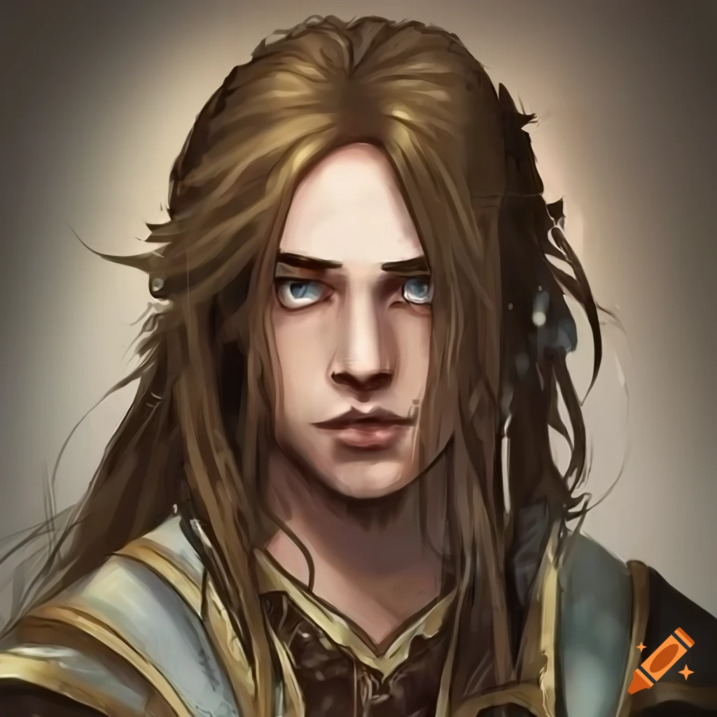 Avatar of a medieval fantasy young man alchemist long hair smirking on ...
