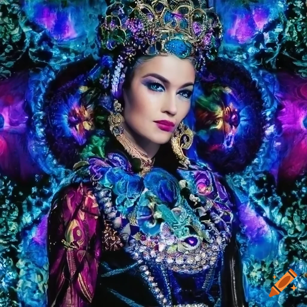 Dreamscape intricate closeup portrait of exotic, high fashion, young ...