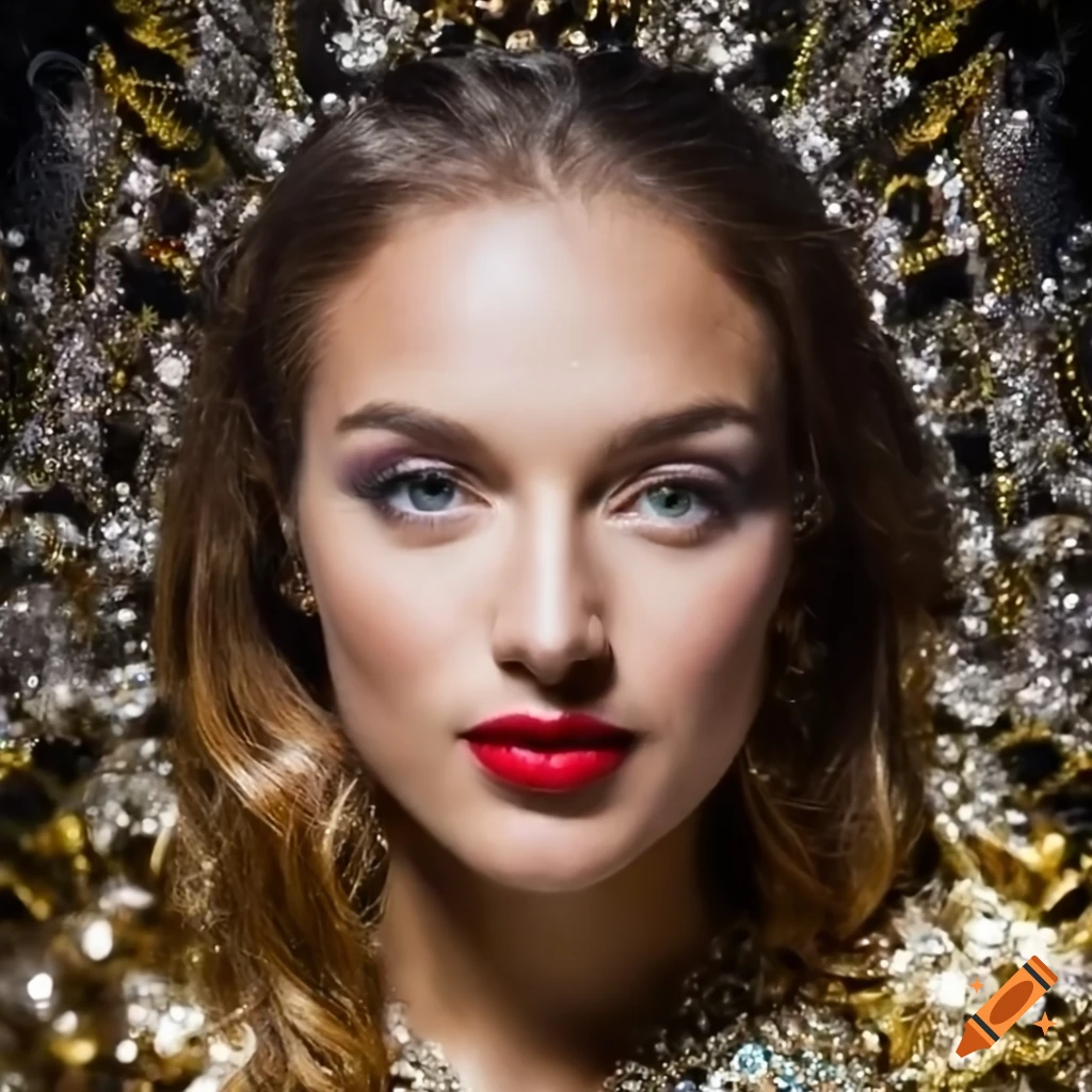 Intricate closeup portrait of exotic, high fashion, young female ...