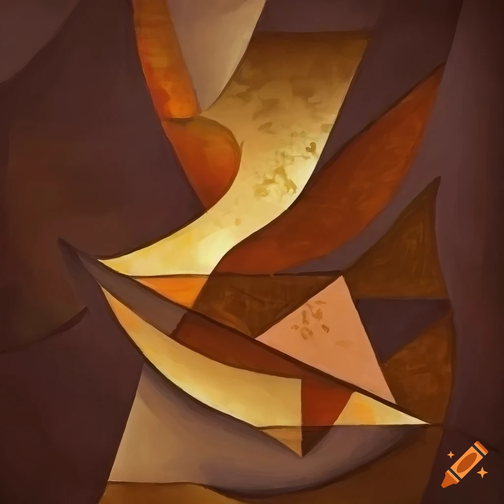 Cubist abstract triangles and curves painting, in cubist style, with ...