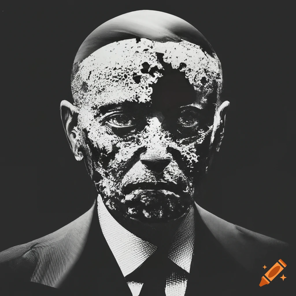 Dadaistic collage about relativity and atoms, in black and white halftone