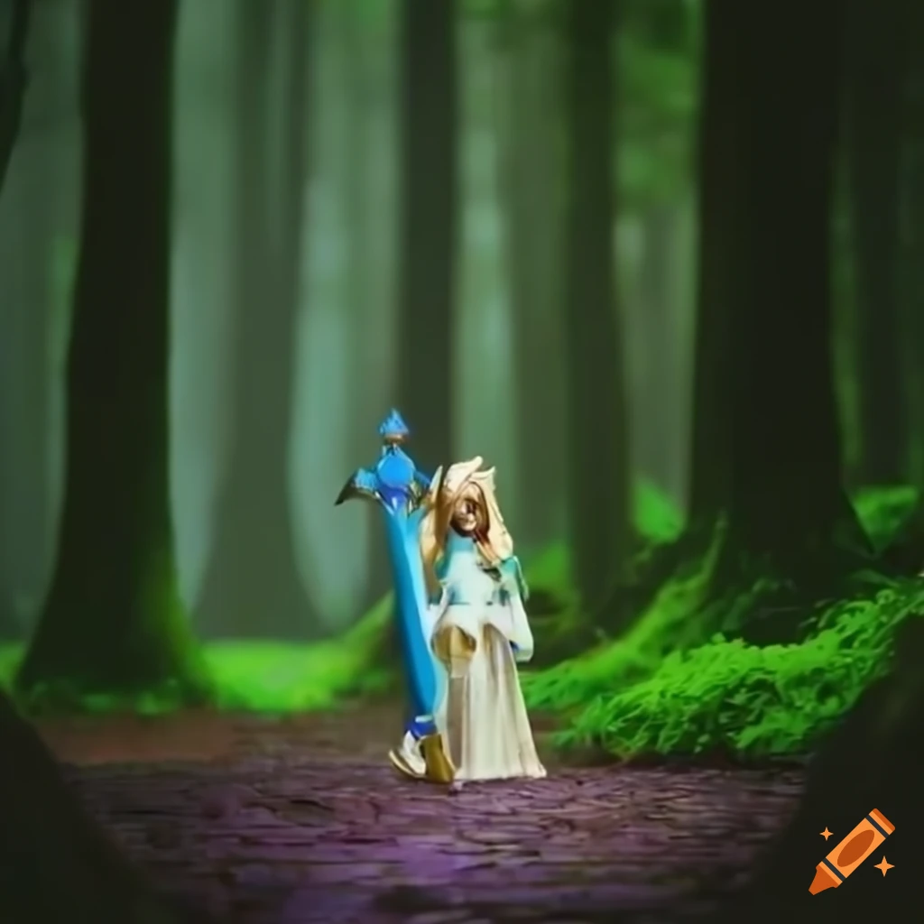 Princess zelda master sword rainy woods