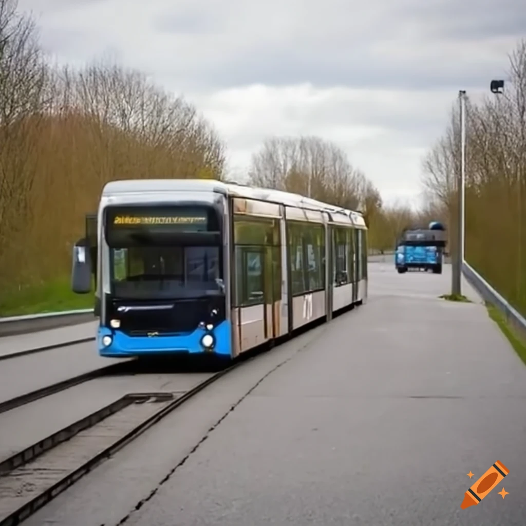 Modern trolleybus on a separate busway in almere parkwijk