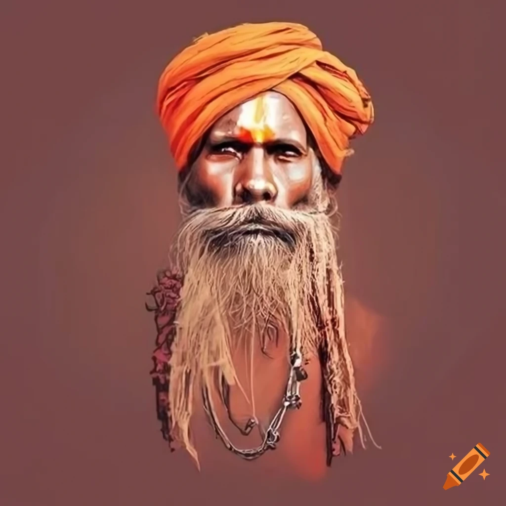Posterized effect minimalist hollywood movie poster of indian sadhu ...