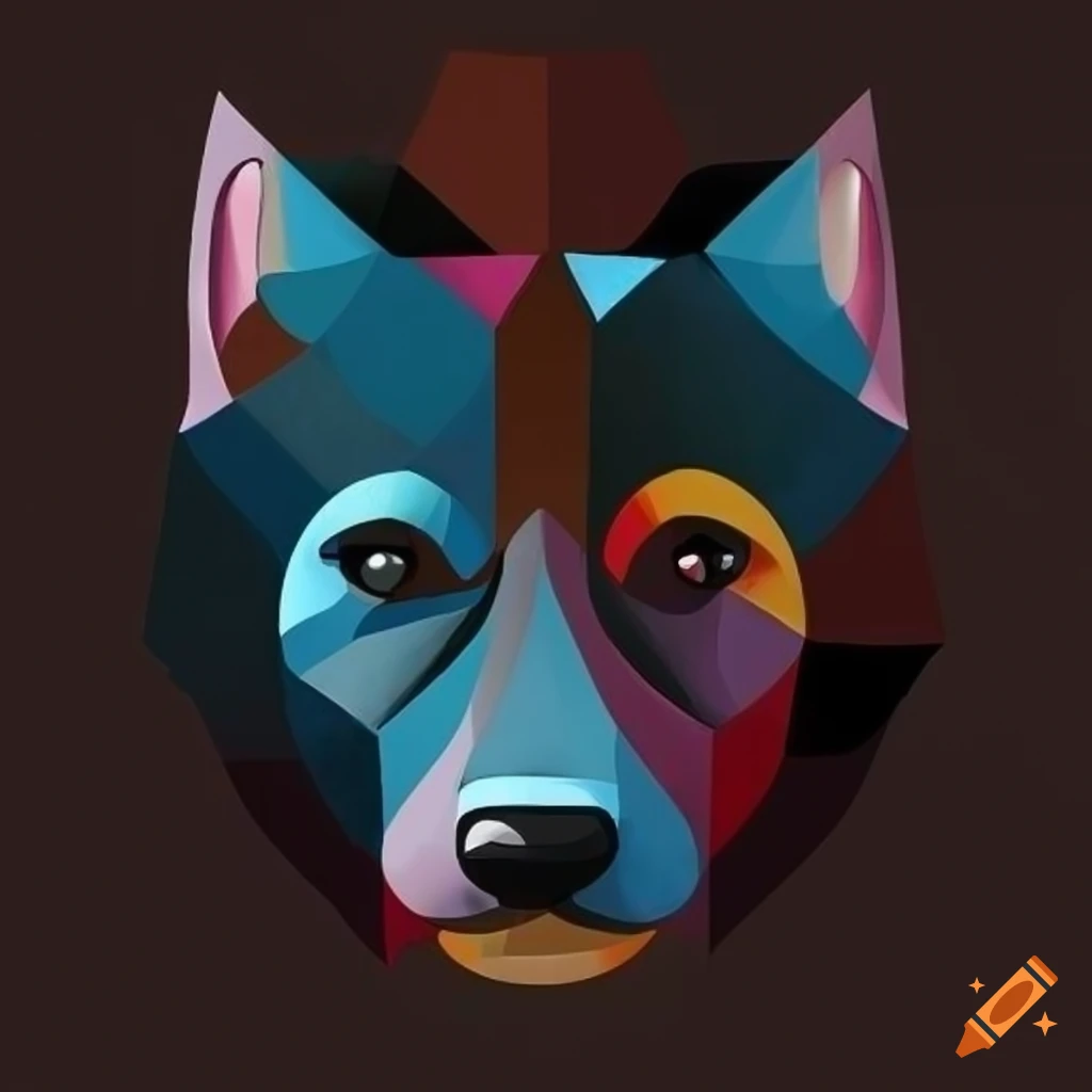 Abstract creative cubist dog