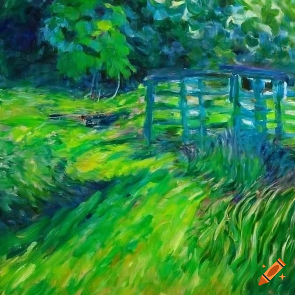Green green grass of home painting claude monet style on Craiyon