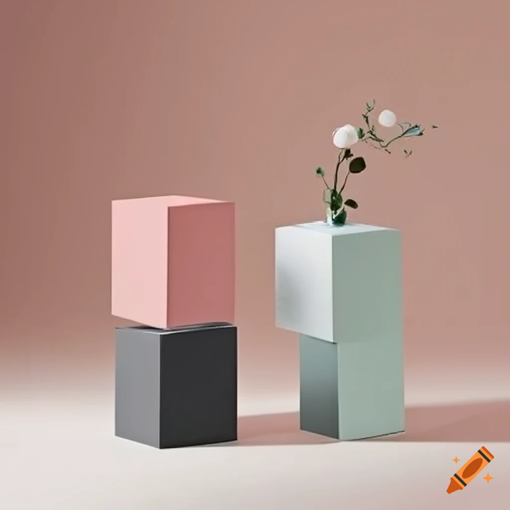 A minimalist cube stand decorated