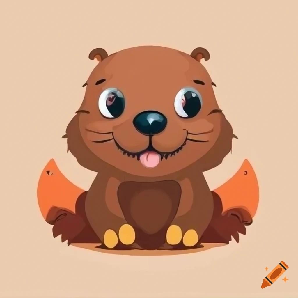 Cute cartoon style beaver, children's storybook illustration, flat ...
