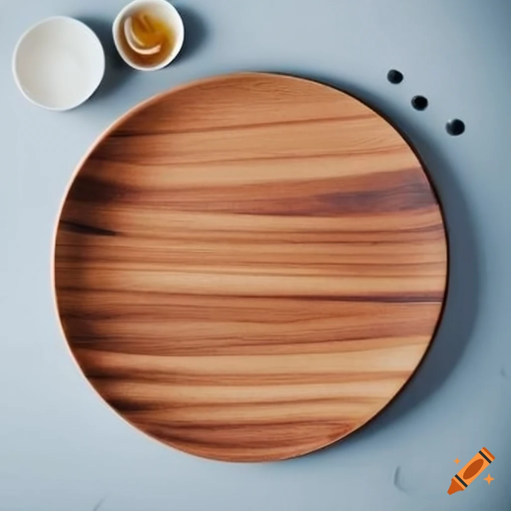 A stylish wooden plate, perfect for food presentations