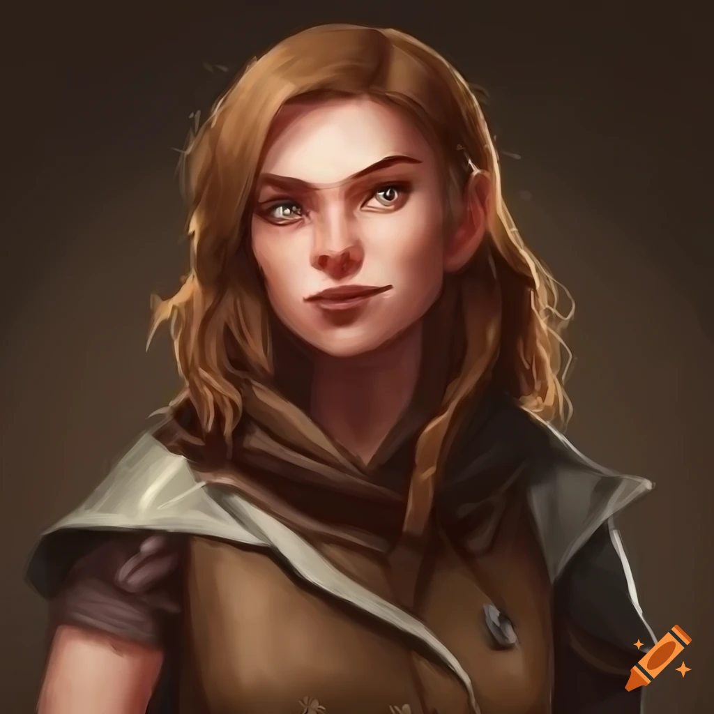Bored dnd female ranger, poncho, brown hair, musketeer hat, 4k, high ...