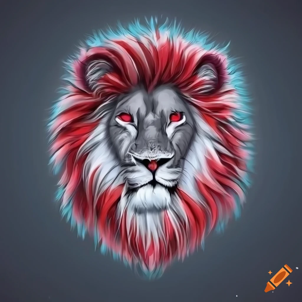 Logo Du Lion Rouge Avec Des Ailes Logo Créatif D'illustration De Feu
