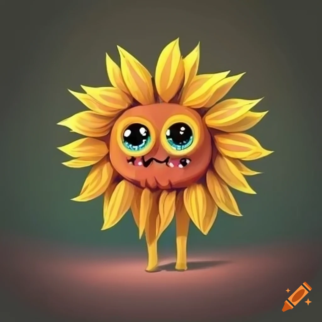 Cute cartoonish sunflower monster
