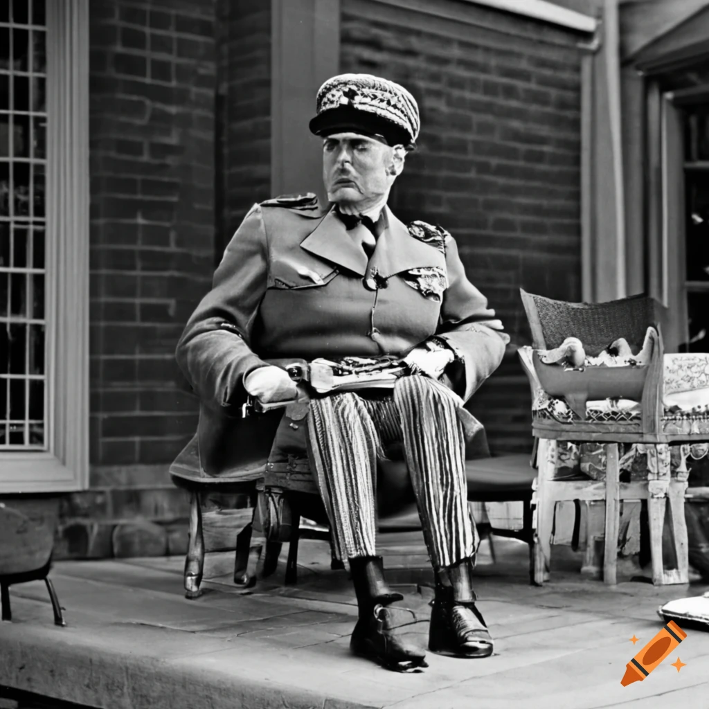 General Patton wearing a houndstooth smoking jacket and sitting on a ...