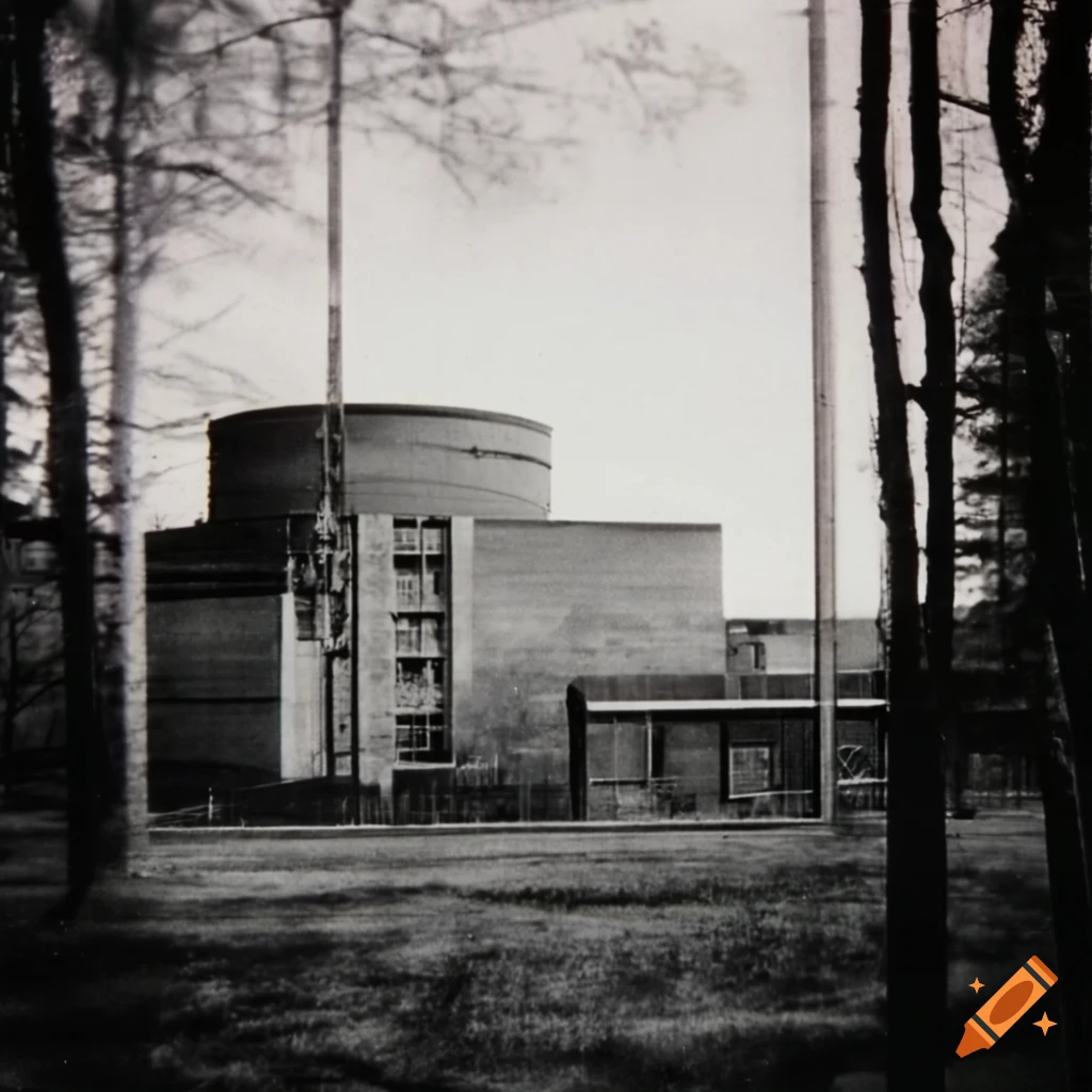 1970s low quality black and white photograph of the exterior of a ...