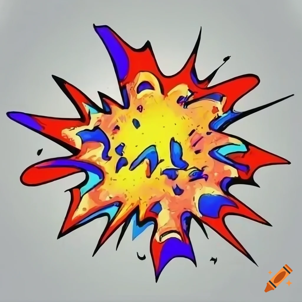 Comic book explosion drawing, doodle, comic, cartoon, manga, minimalist ...