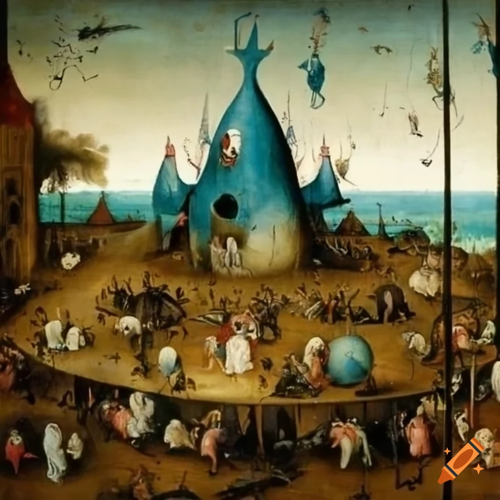 Hieronymous bosch painting gothic landscape on Craiyon