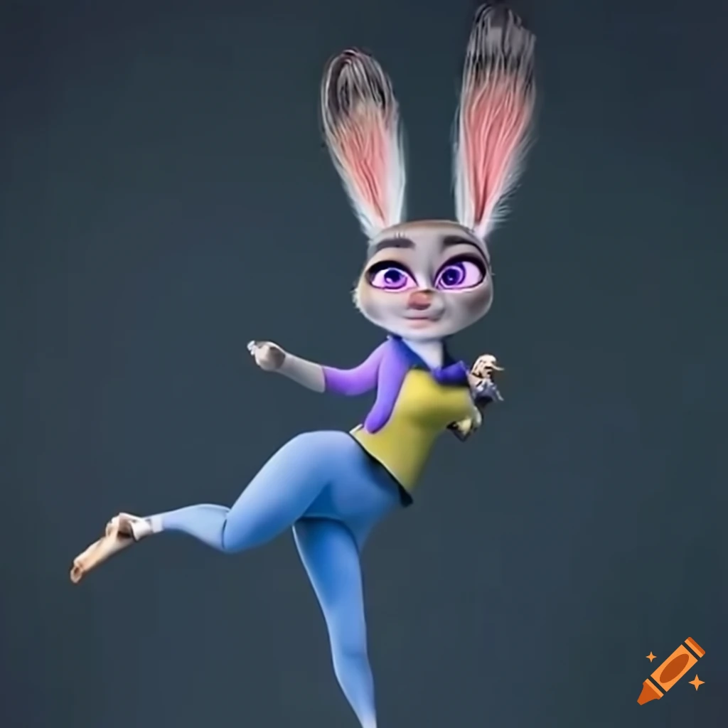 Judy hopps dancing in a white room with a ballerina suit