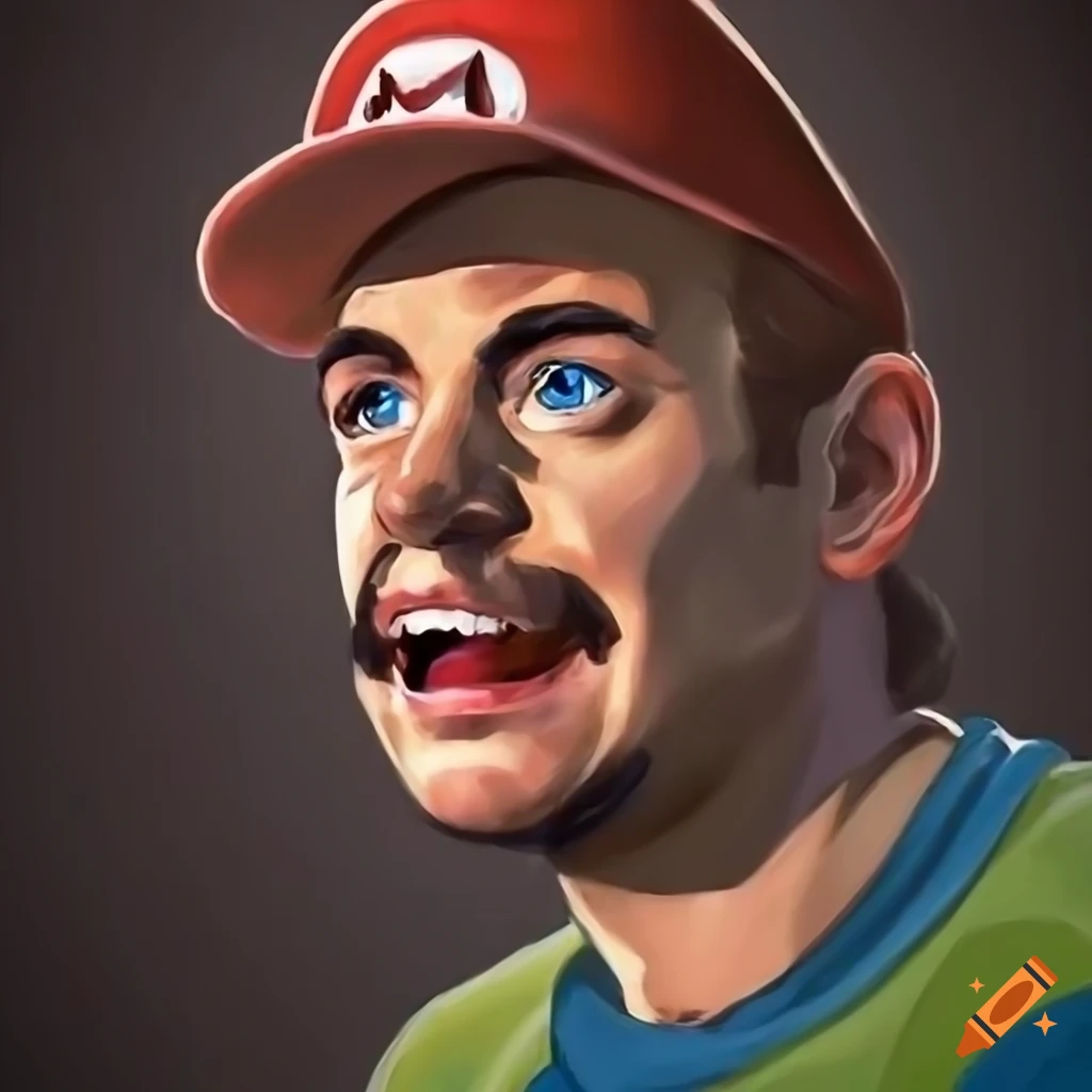 Mario from the game drawn in a realistic portrait on Craiyon