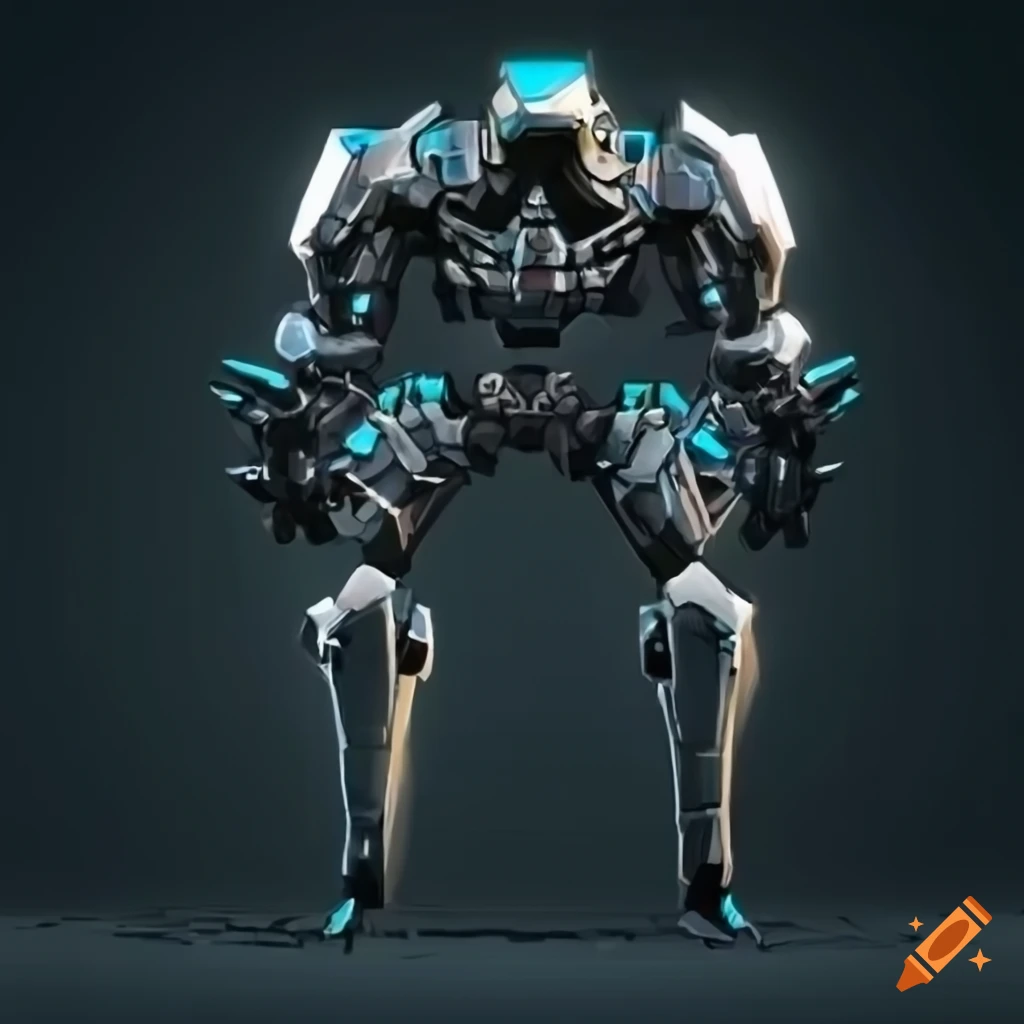 Asymmetrical humanoid mecha
