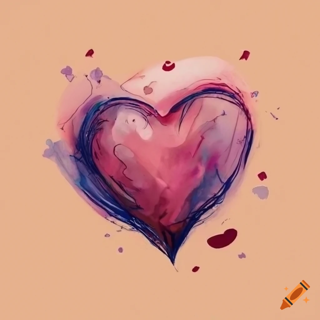 Cover for grief journal with heart in sketch format on Craiyon