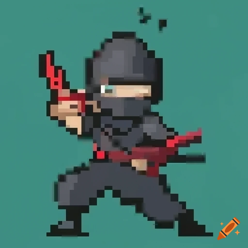 Pixel art of a ninja on Craiyon