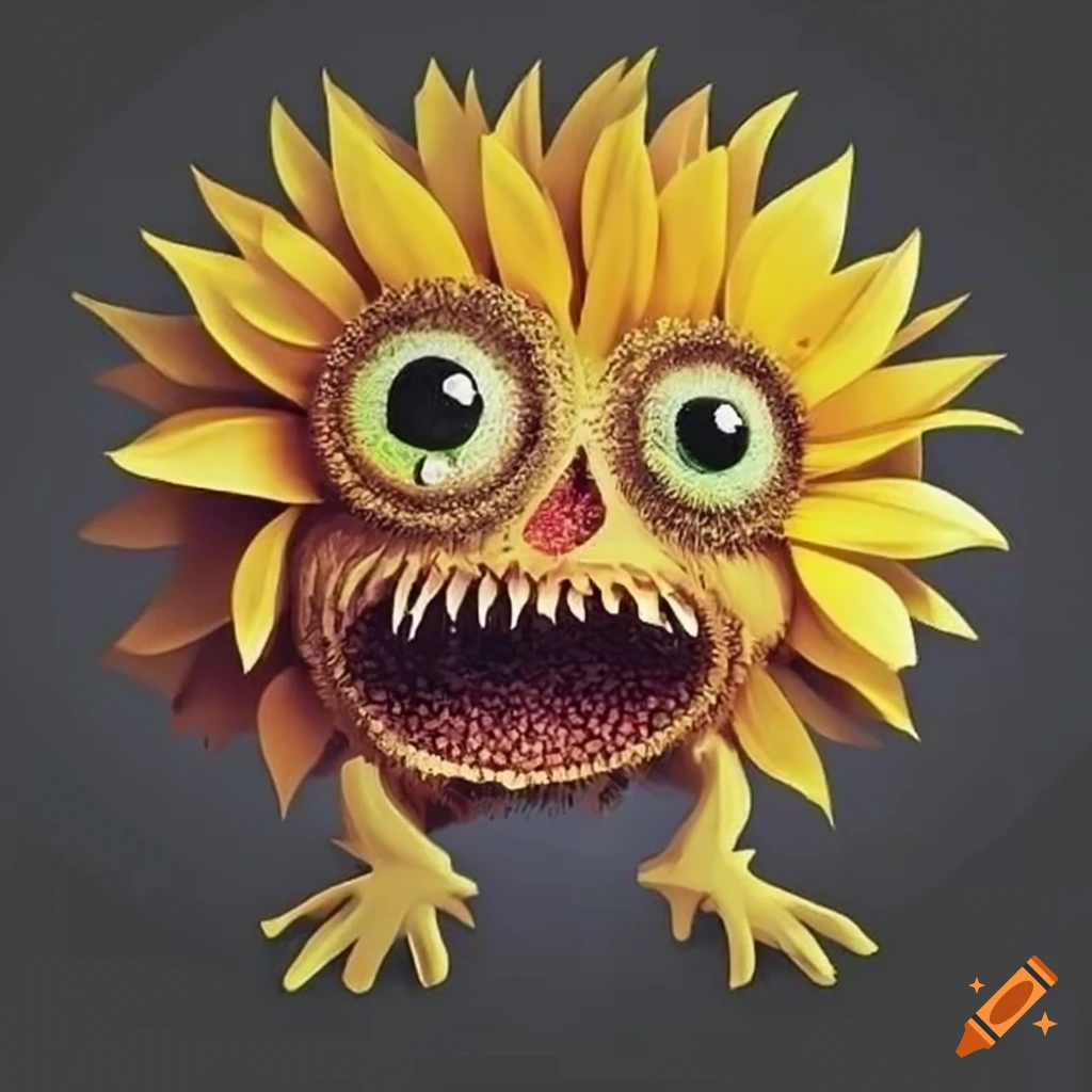 Cute sunflower monster