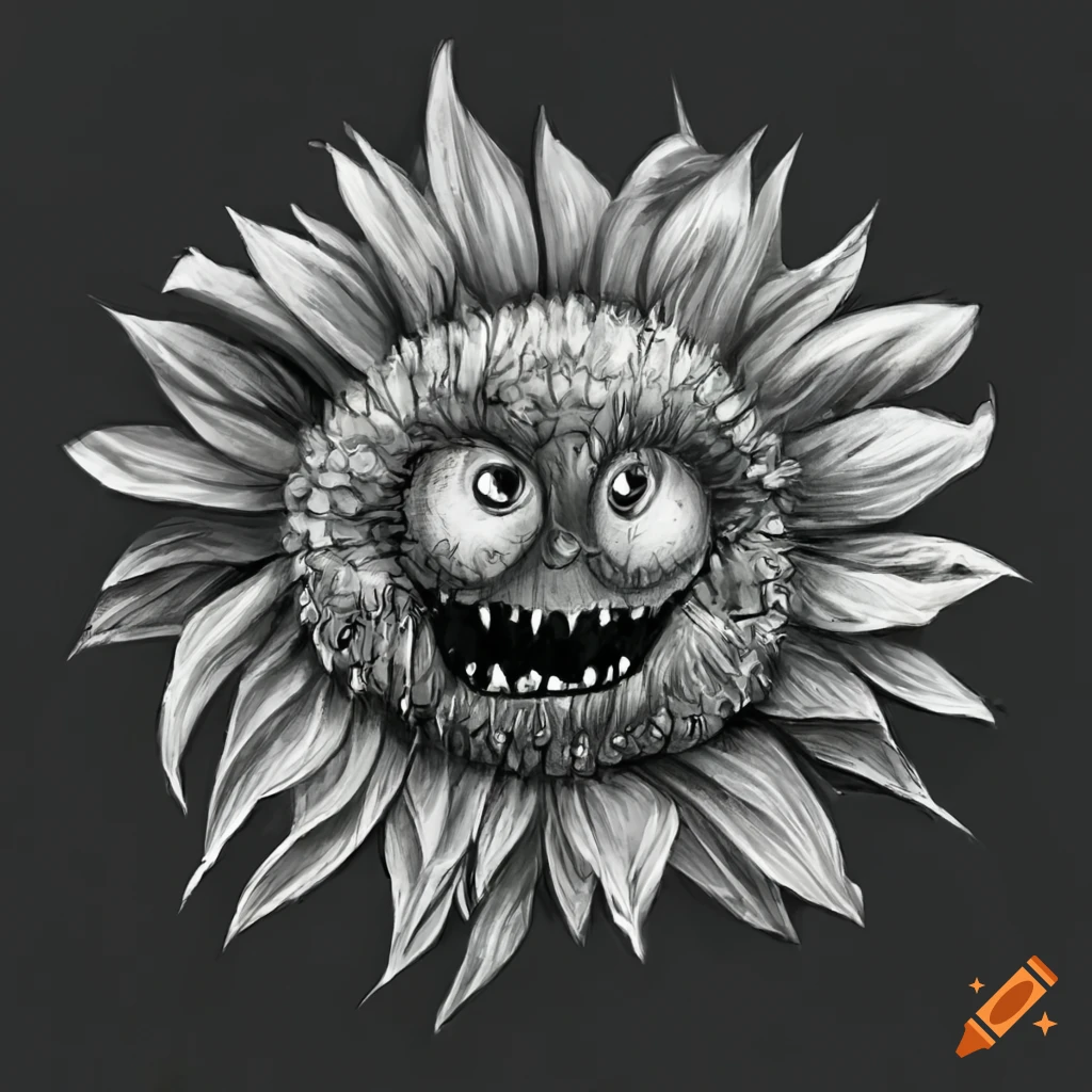 Cute sunflower monster on Craiyon
