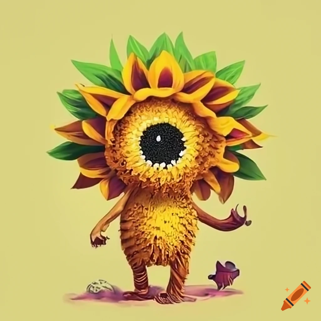 Cute sunflower monster