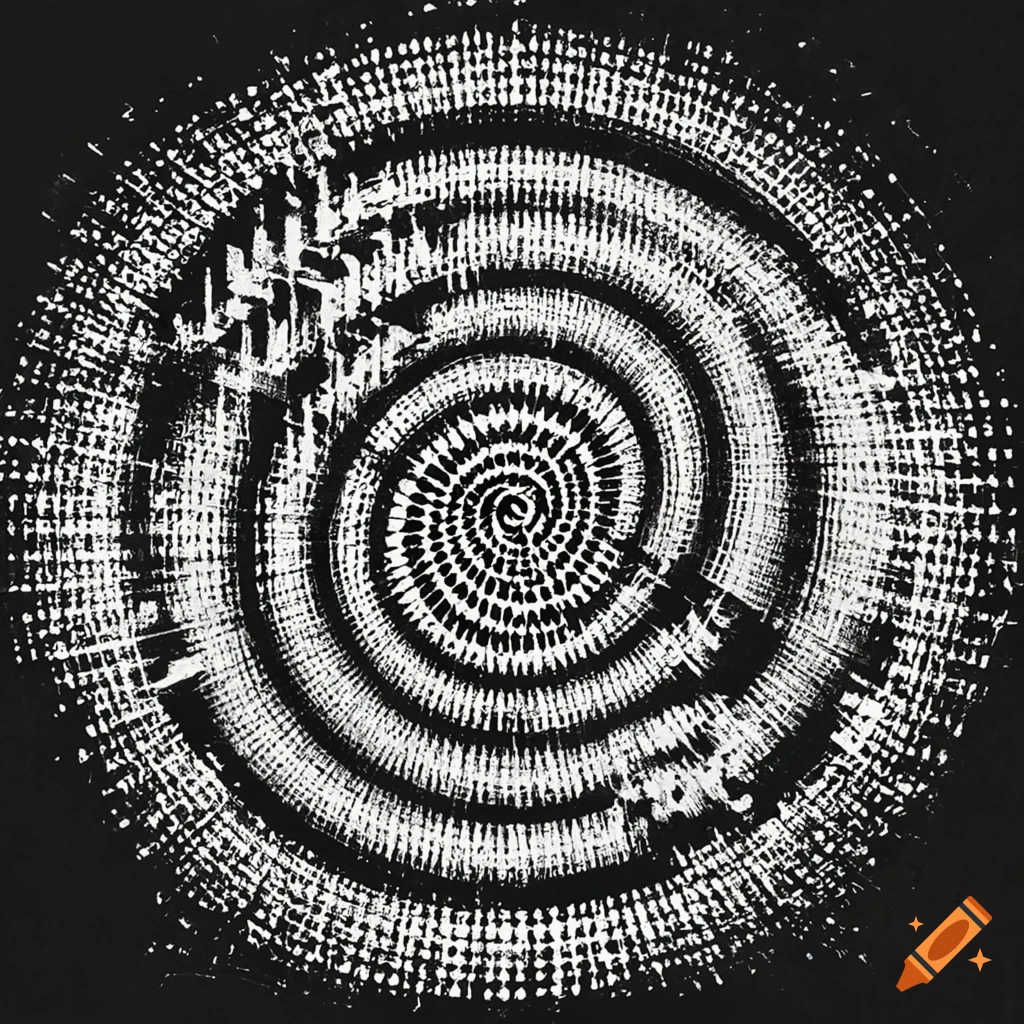 Dadaistic collage about relativity and atoms, in black and white halftone