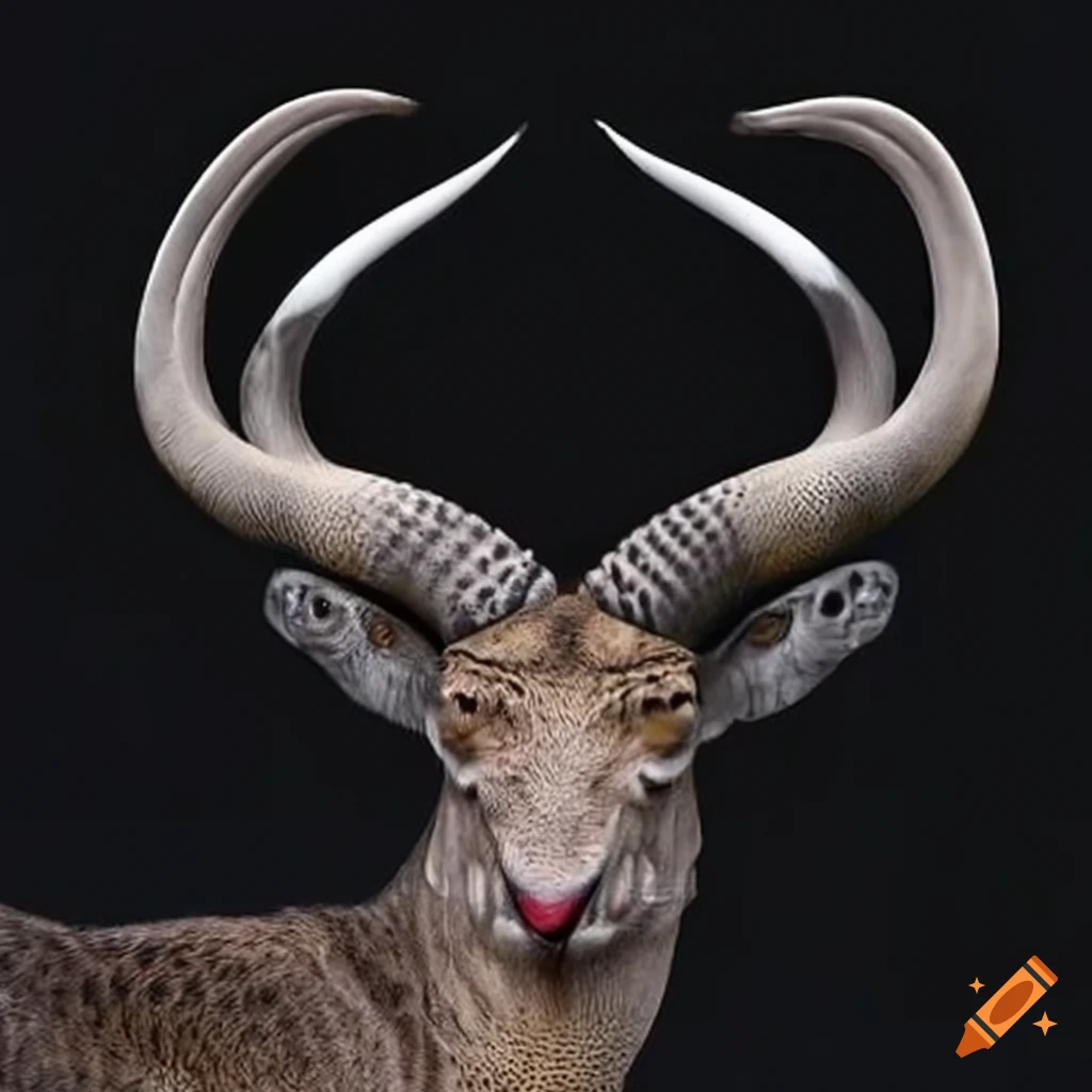 Weird unique animal with long horns on Craiyon