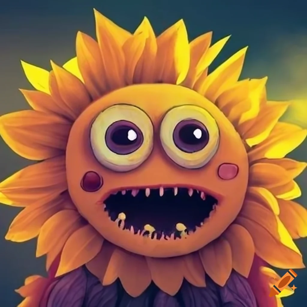 Cute sunflower monster