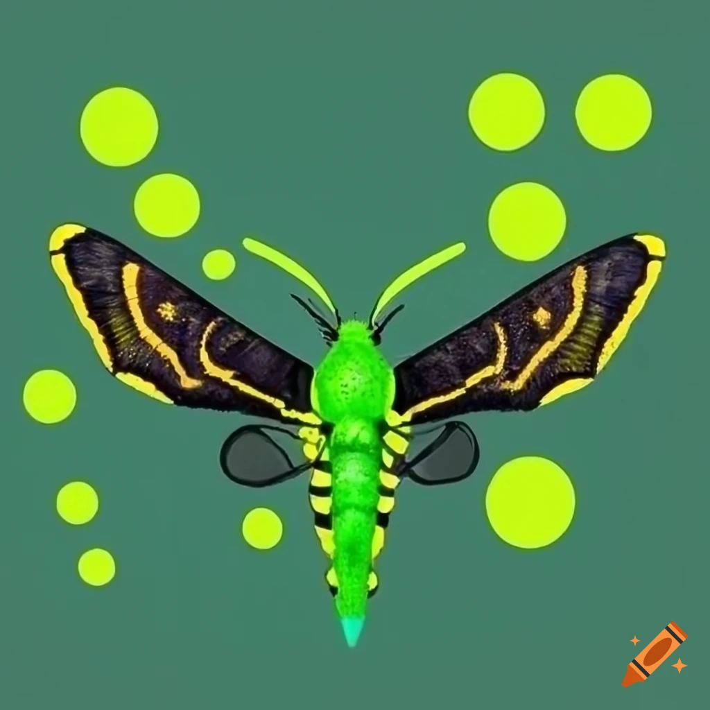 {{moth-like antennae, feathery, fluorescent appendage}} green-yellow ...
