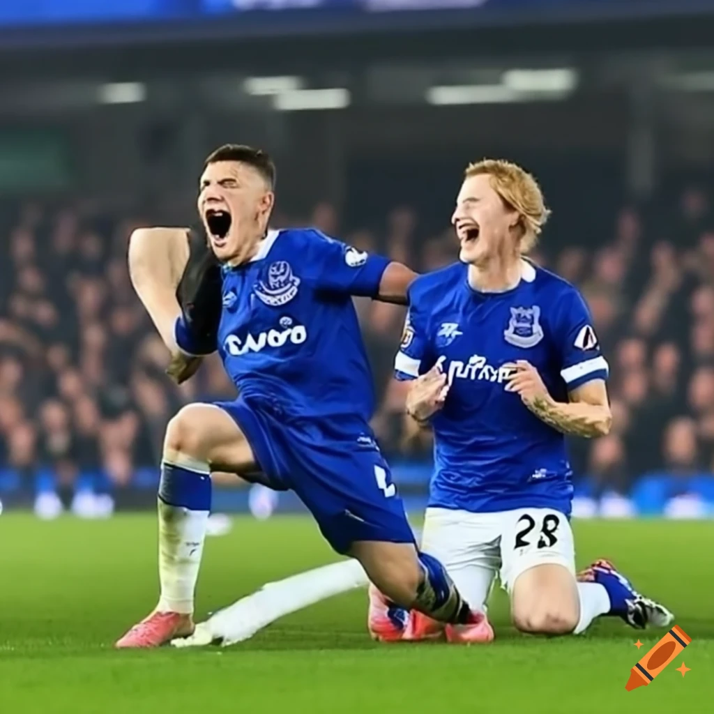 Everton celebrate winning uefa europa league