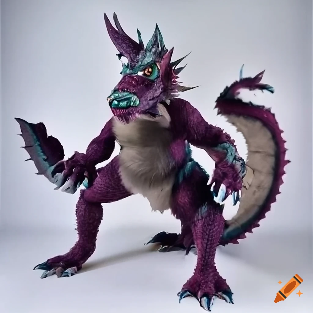 A heavy set, very furry dragon with short legs and a snub nose on Craiyon