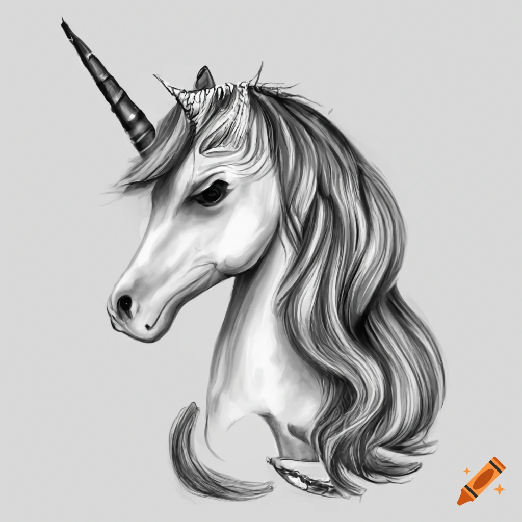 Unicorn Head Drawing In Pencil