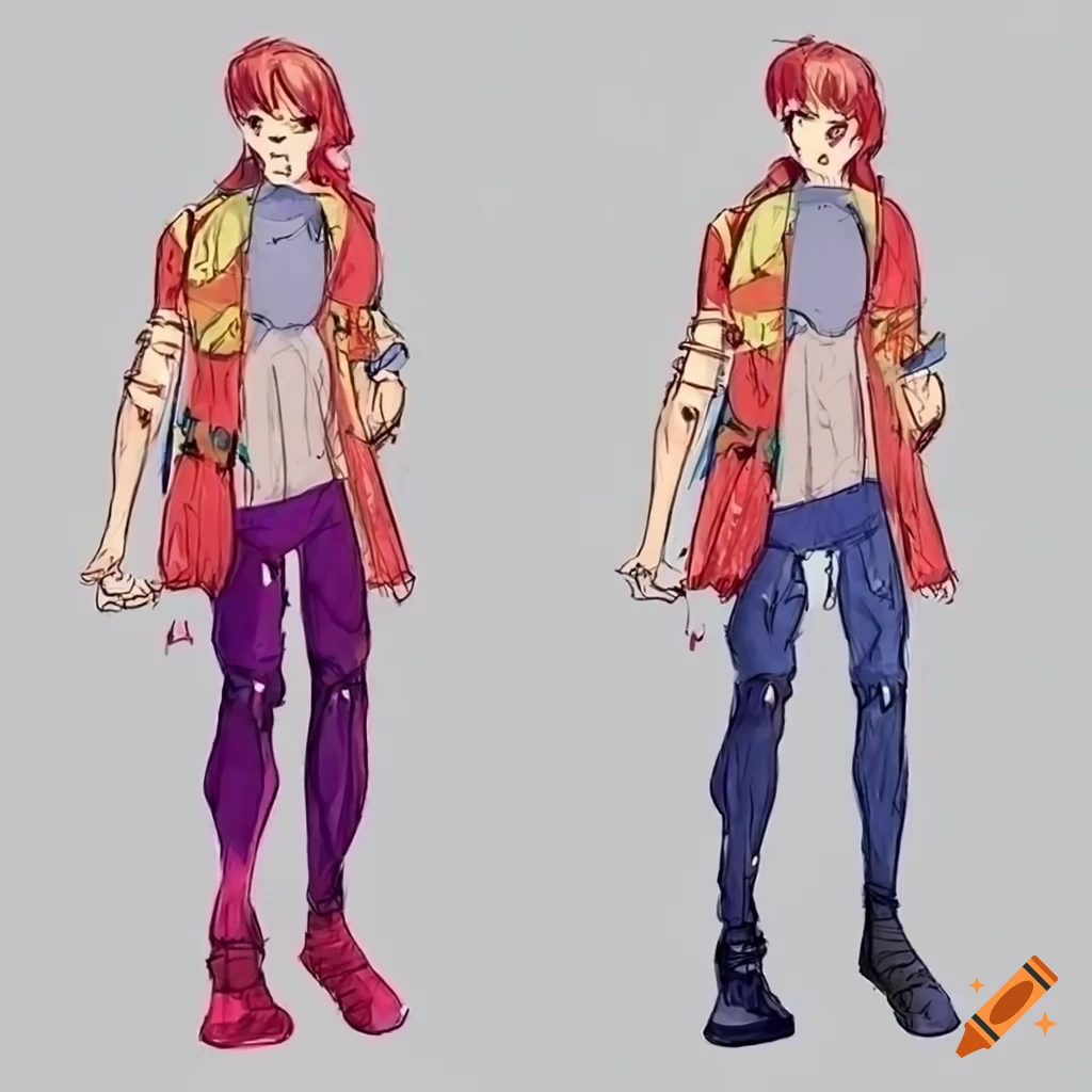 Human character outfit design sketch on Craiyon