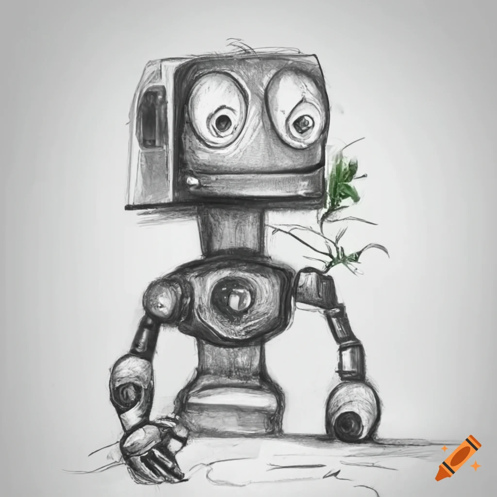 Small robot with plant on it's hand on Craiyon