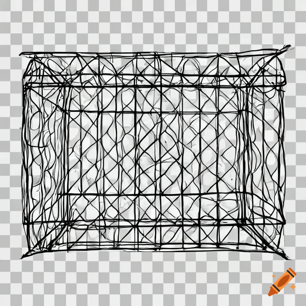 Minimalist wireframe rectangle cage on white background on Craiyon