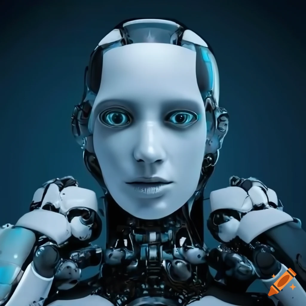 A realistic 3d rendering of a humanoid robot in a laboratory on Craiyon