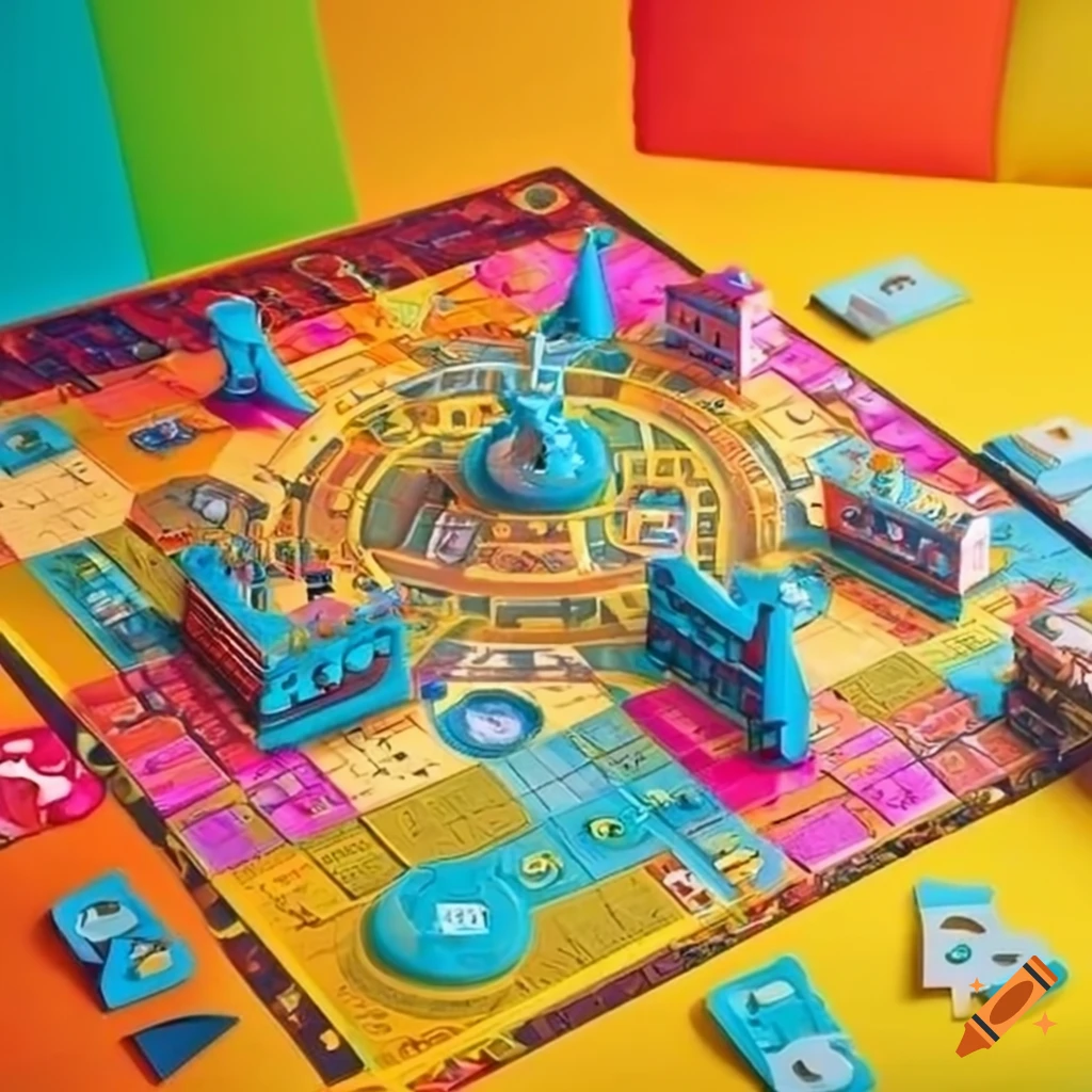 City-themed board game with colorful design and intricate details on ...