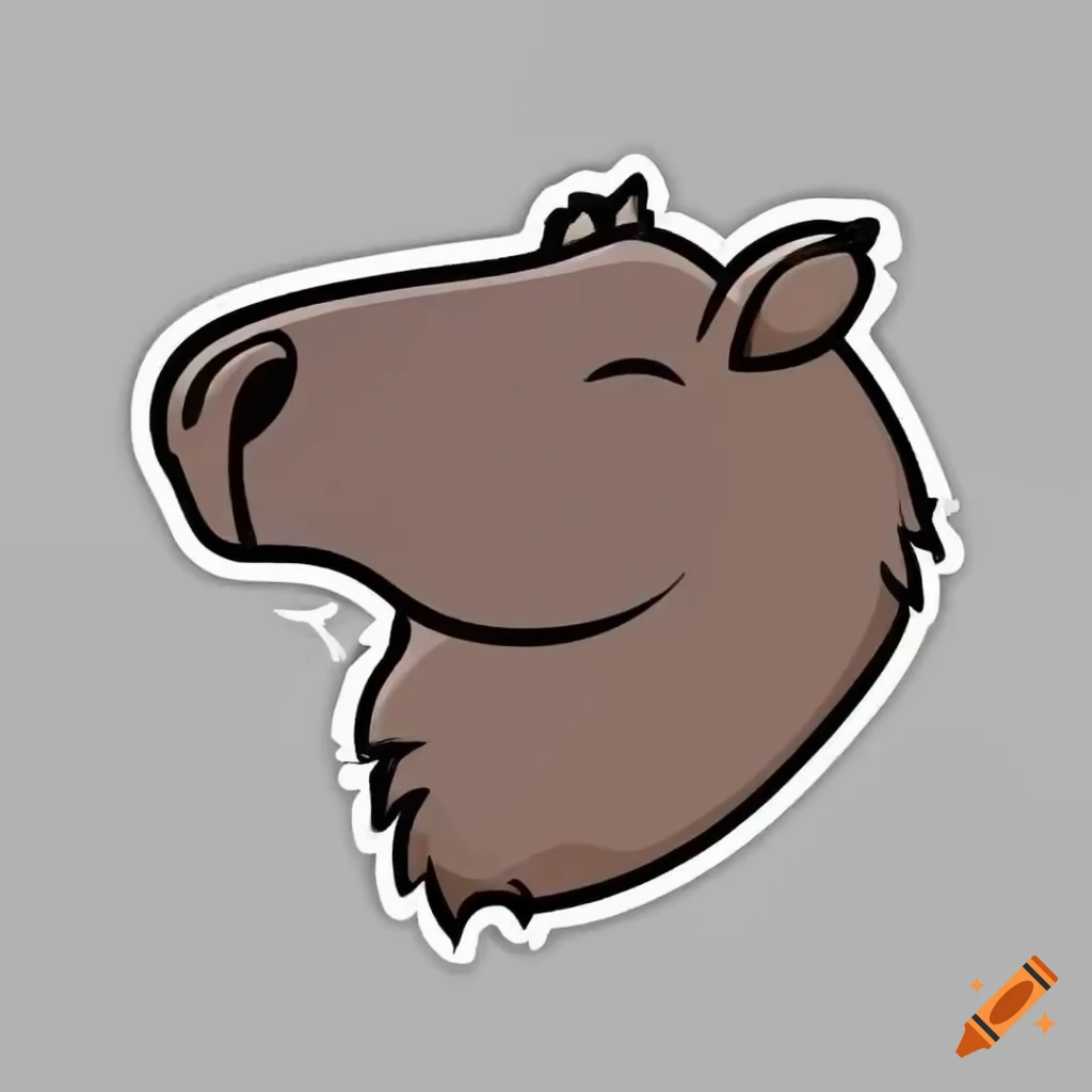 Face side of capybara cartoon silhuet comics logo on Craiyon