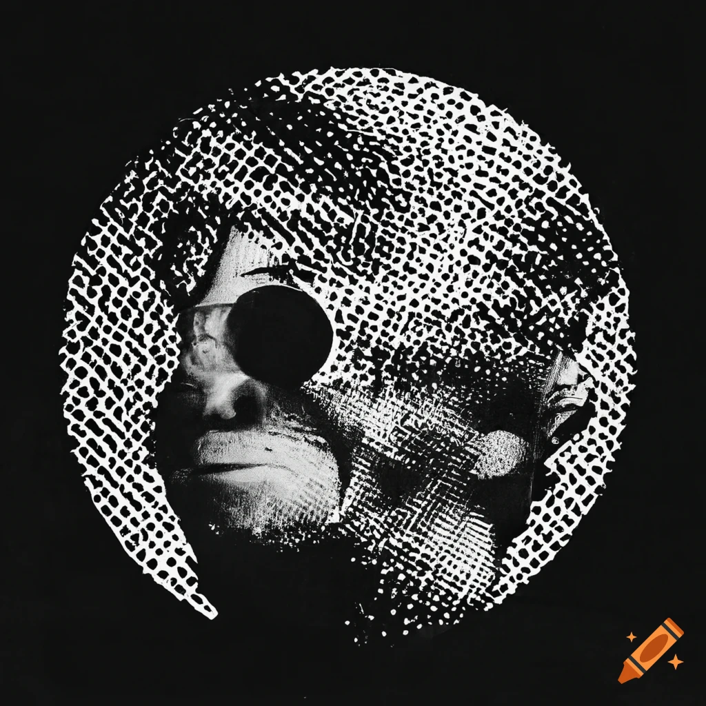 Dadaistic collage about relativity and atoms, in black and white ...